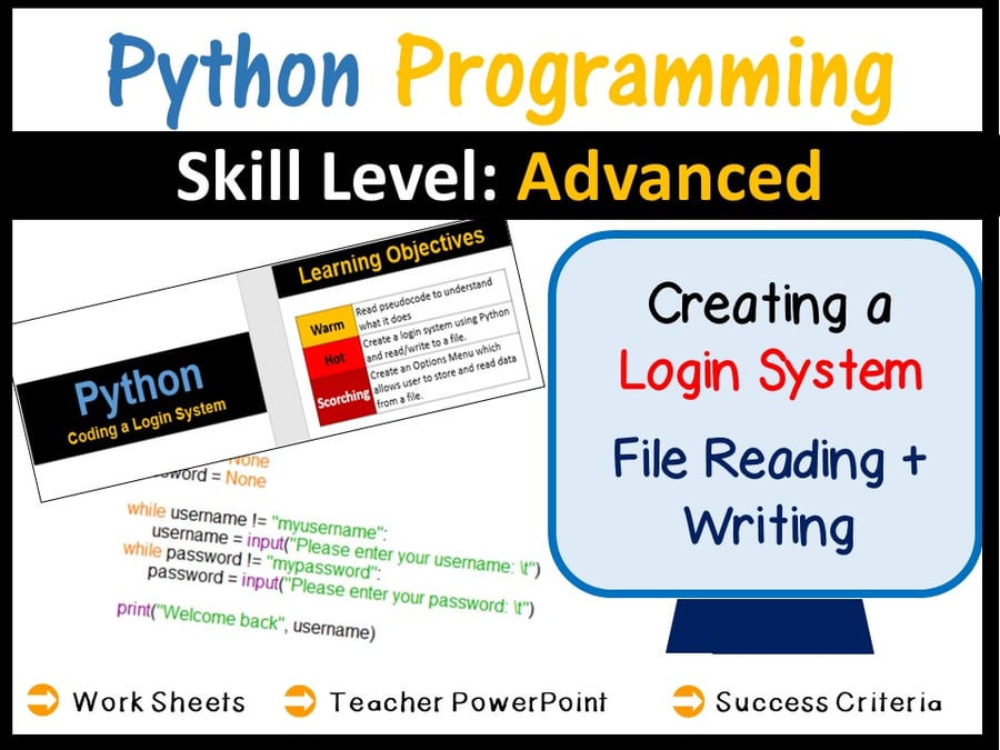 Python Programming Coding Login Systems And File Reading