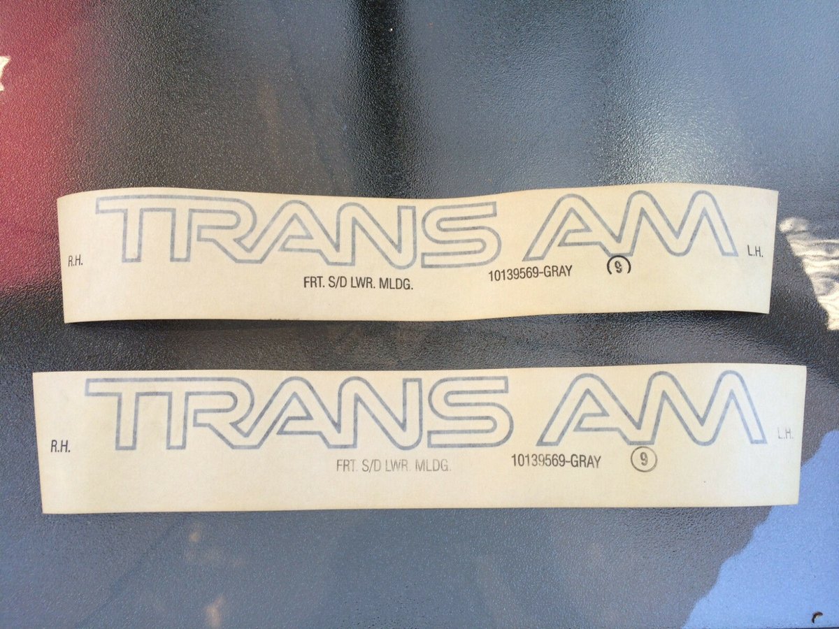 NOS Trans Am 1991 & 1992 Side Door GFX Decal Set Gray Metallic New GM ...