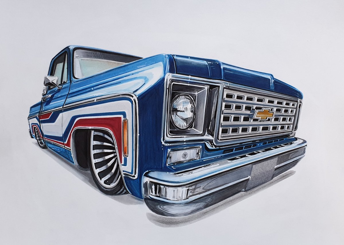Retro squarebody | RicktheDutch Car Art
