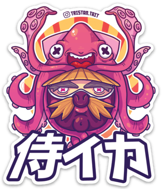 Samurai Squid - Sticker | Tristan Tait Illustrations