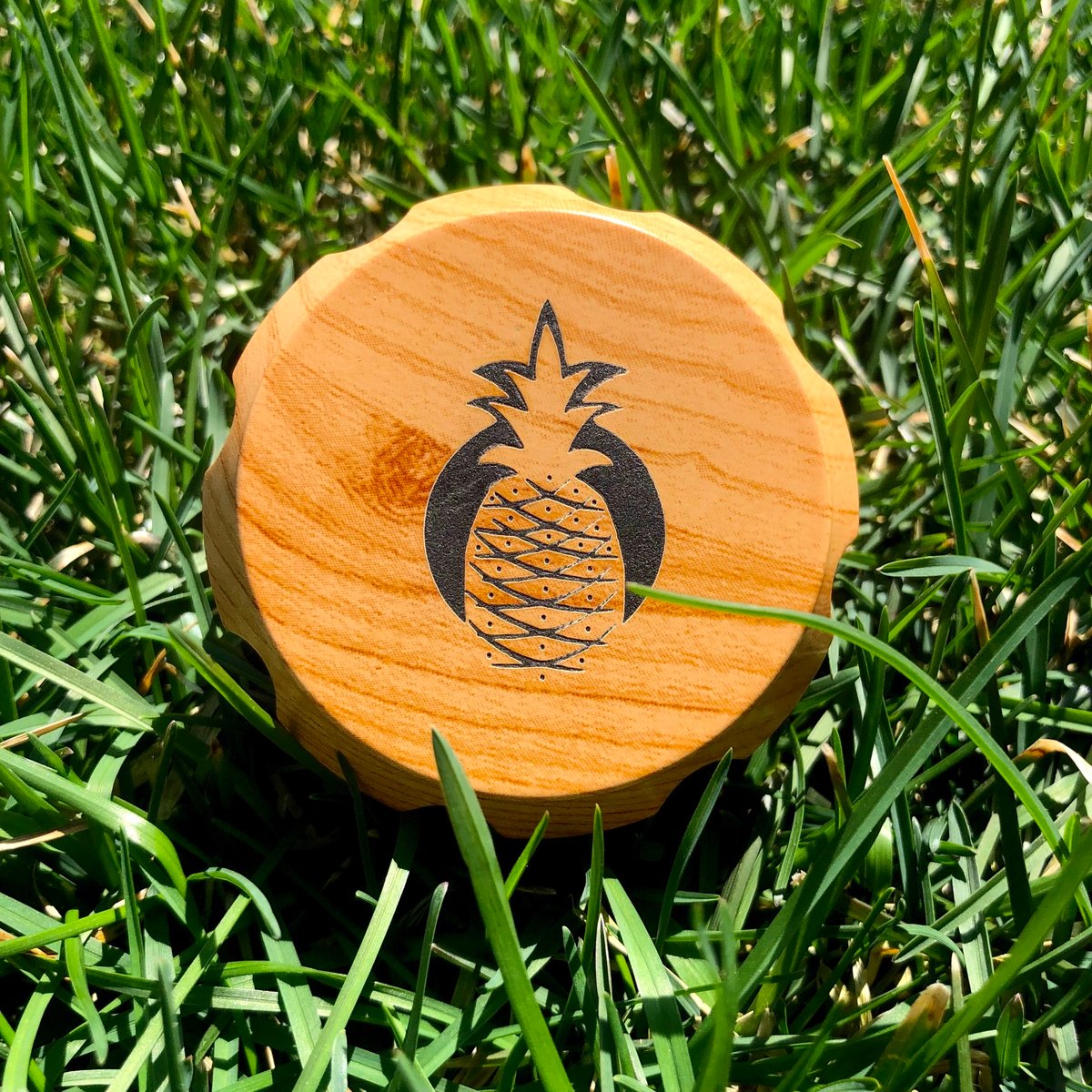 Large 4-Part Wood Engraved Grinder | Pineapple Pipes Co.