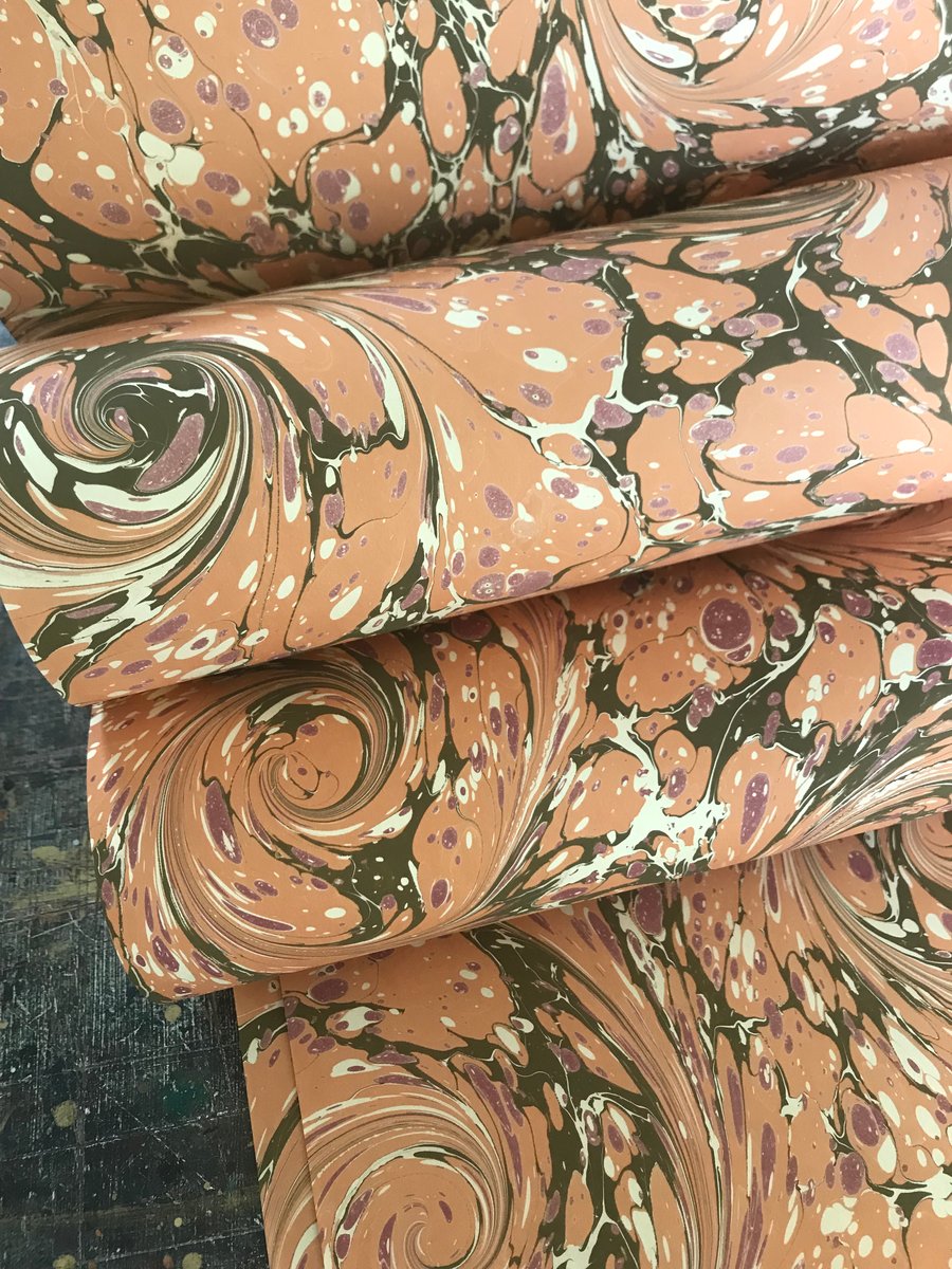 Marbled Paper #33 'Orange Modern' Marbled Paper | Jemma Lewis Marbling ...
