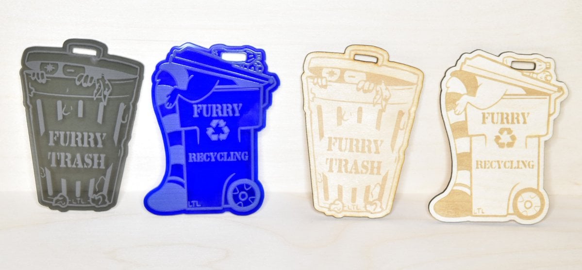 Furry Trash/Recycling Badge | Long Tail Laser