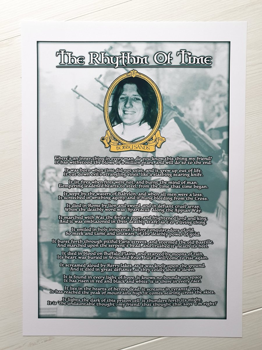 The Rhythm of Time poem by Bobby Sands | Proclamation Prints