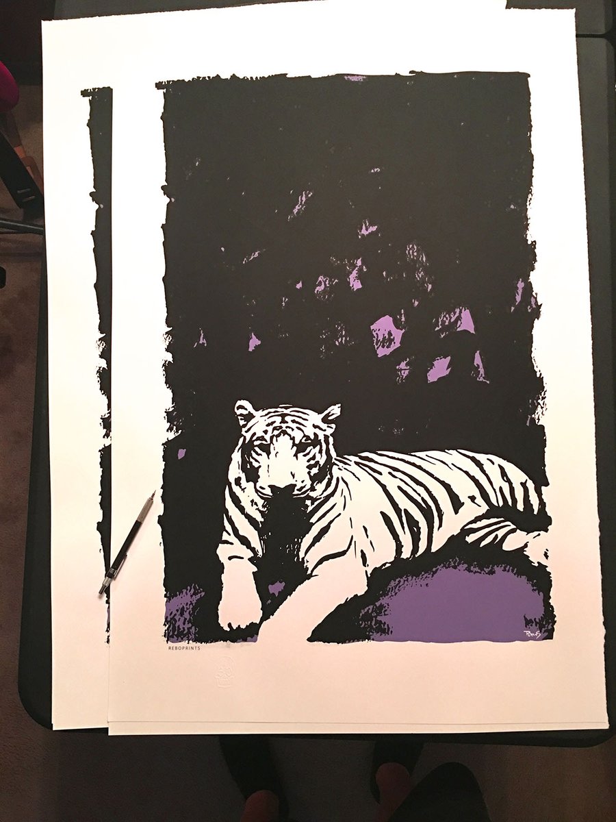 White tiger - Very limited edition screen print, 24 x 36 | Billy Perkins