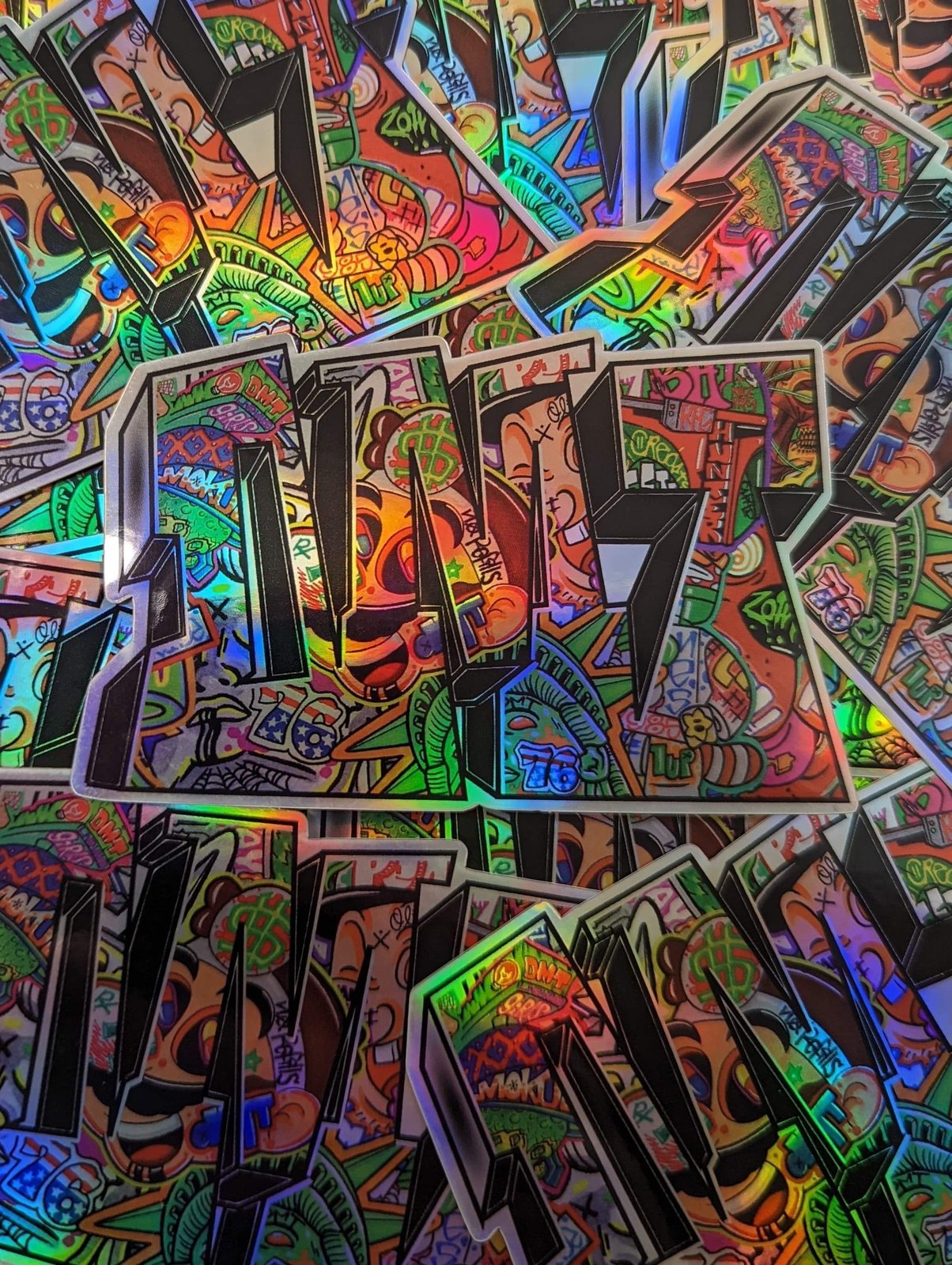Large DMT Logo Holographic Stickers | Dark Matter Theory