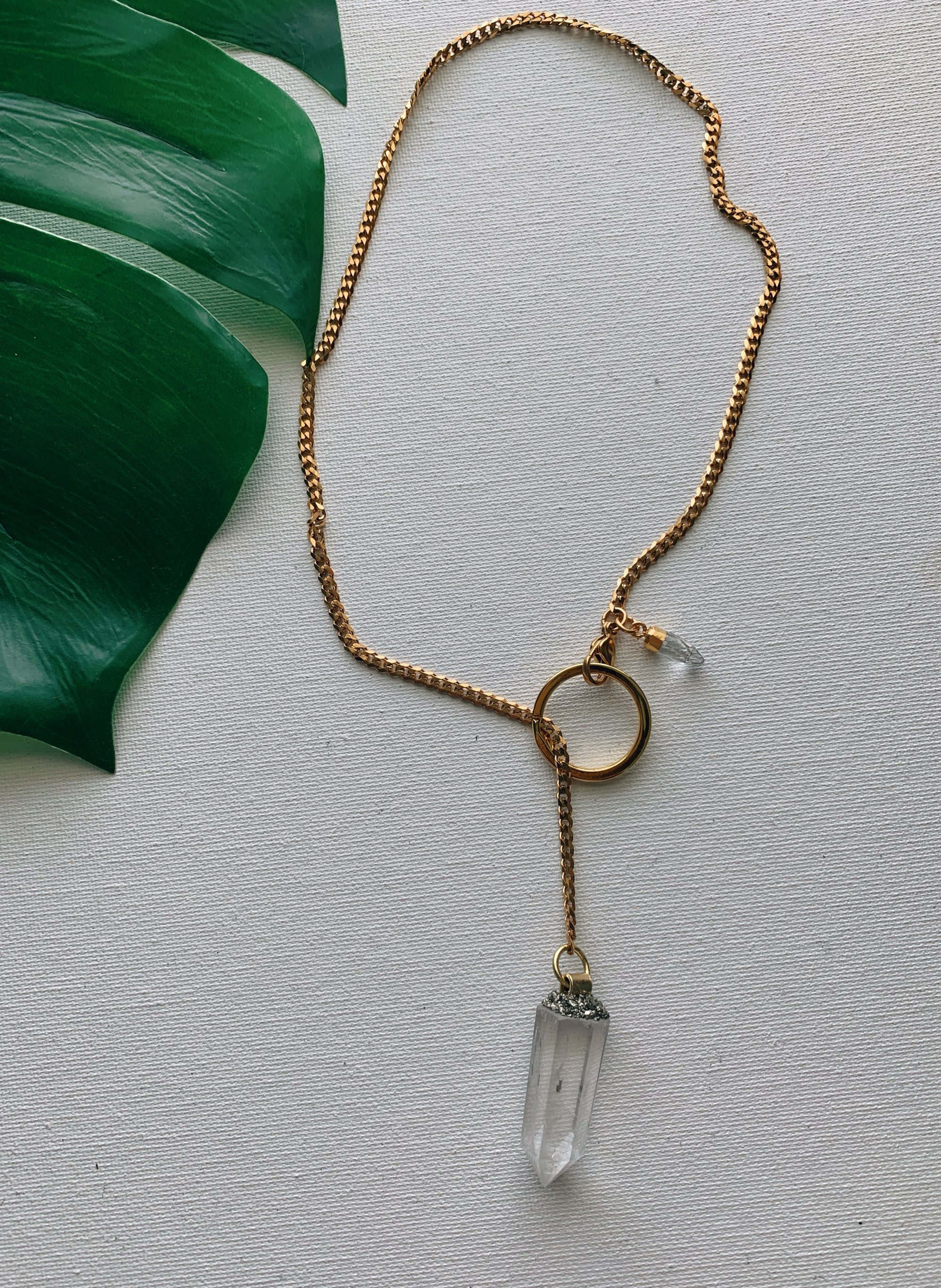 DROP TOP • Convertible Lariat Necklace | Clear Quartz DROP TOP • Convertible Lariat Necklace | Clear Quartz