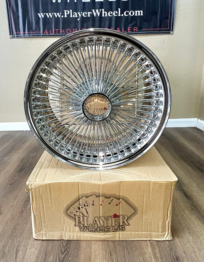 18x8 Chrome 100 Spoke FWD Player Wire Wheels | Wheel Rack
