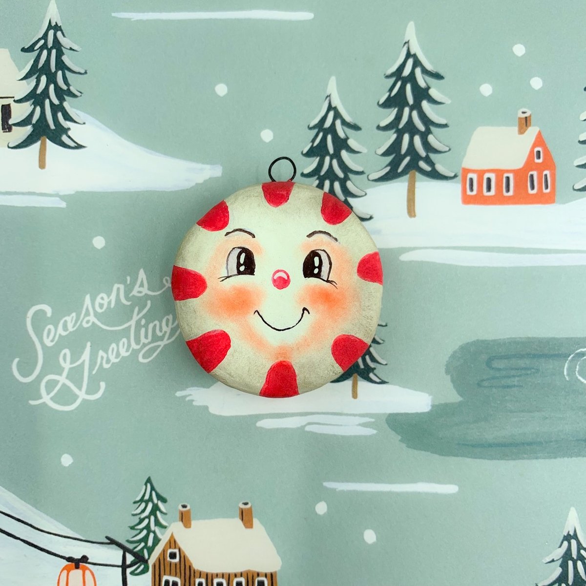 Smiling Peppermint Creature | Spun Cotton Ornament Co.