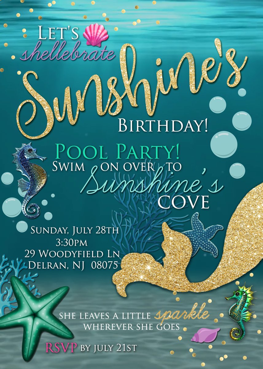 Mermaid Pool Party Invitation | Paper Fox Prints