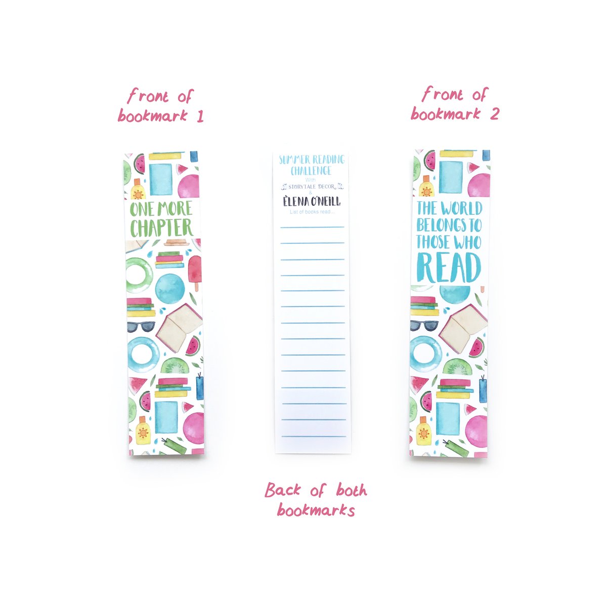 Reading Challenge Double sided Bookmark | Elena O'Neill Illustration