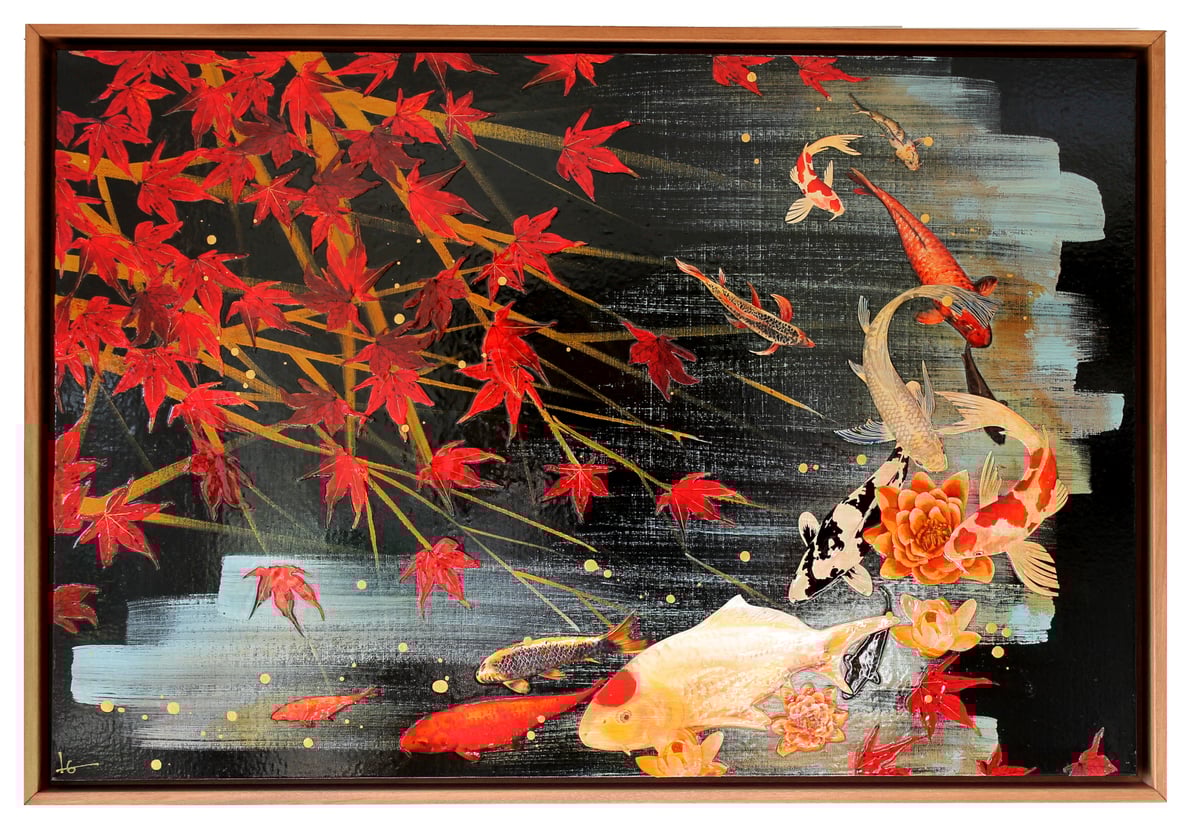 Original Canvas - Koi Under Maple - 90cm x 60cm | Lily Greenwood