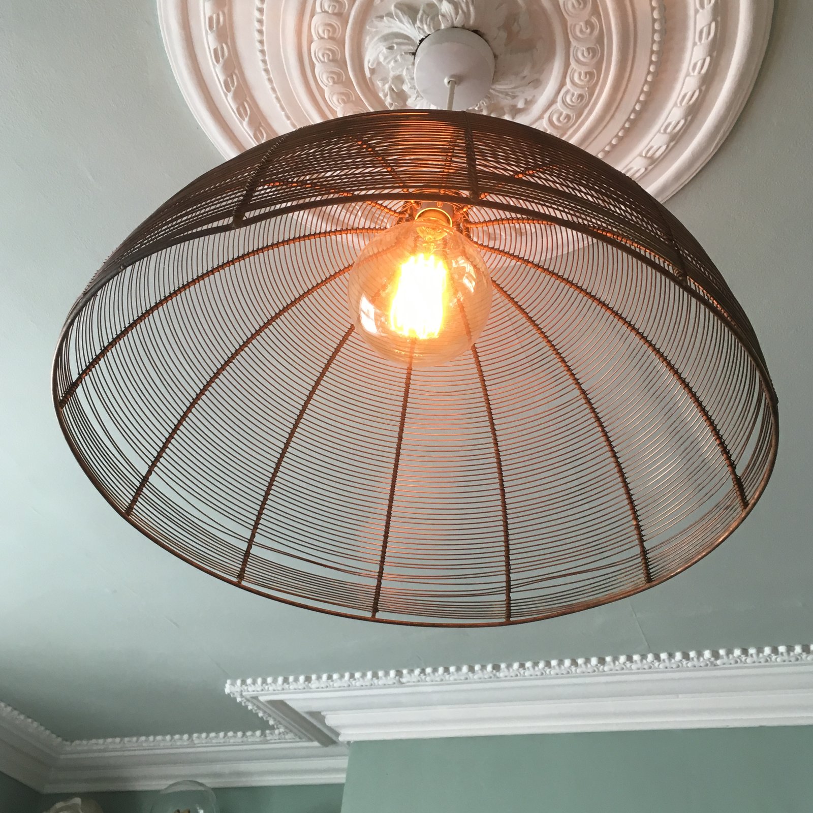 50cm Diameter Copper Cage Shade / Vaguely Vintage