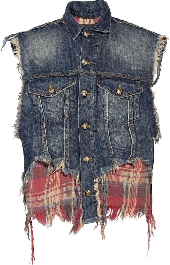 R13 DENIM DISTRESSED VEST | Trunk Show Designer Consignment