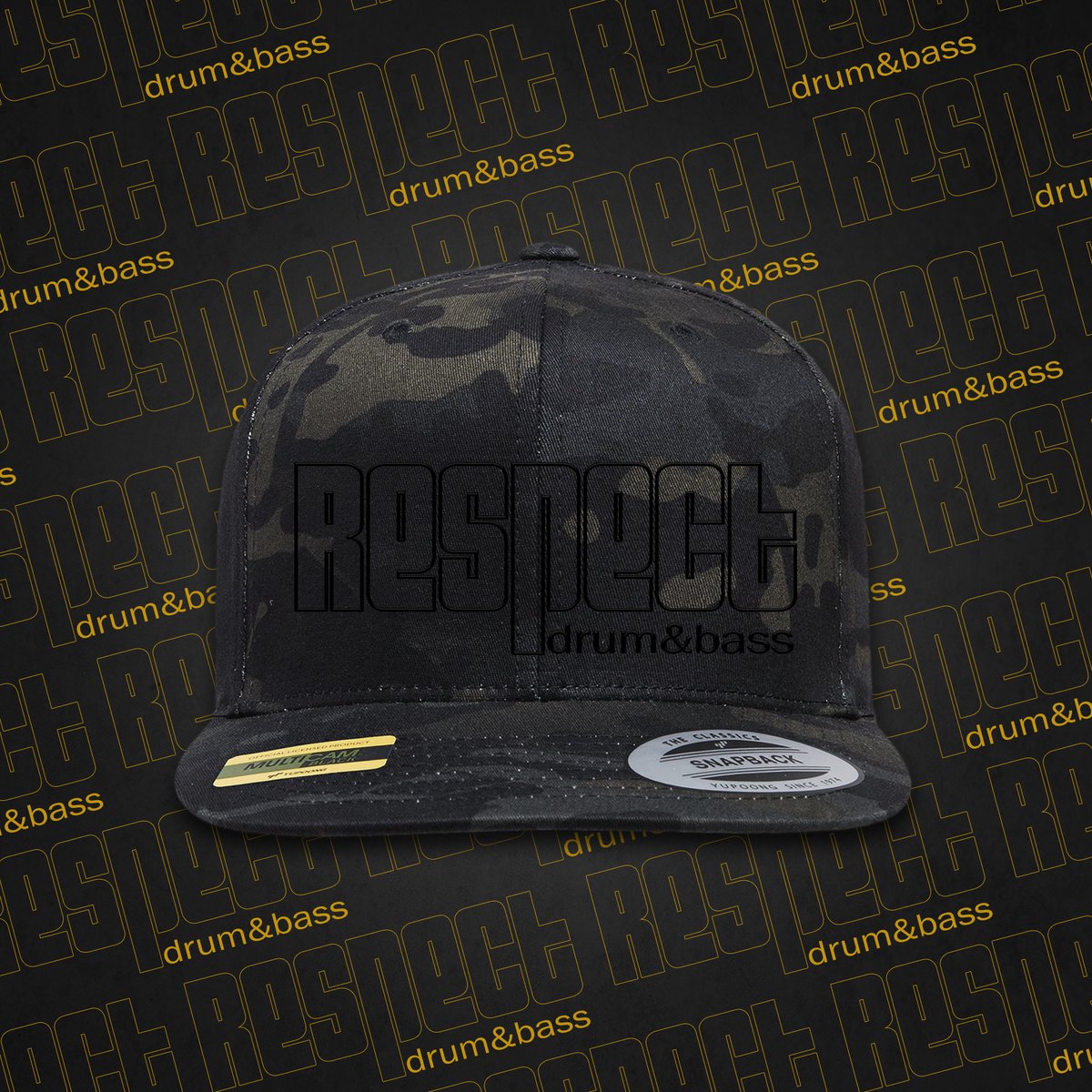 RESPECT - Black Camo Snapback / Trucker Hat | RESPECT Drum & Bass