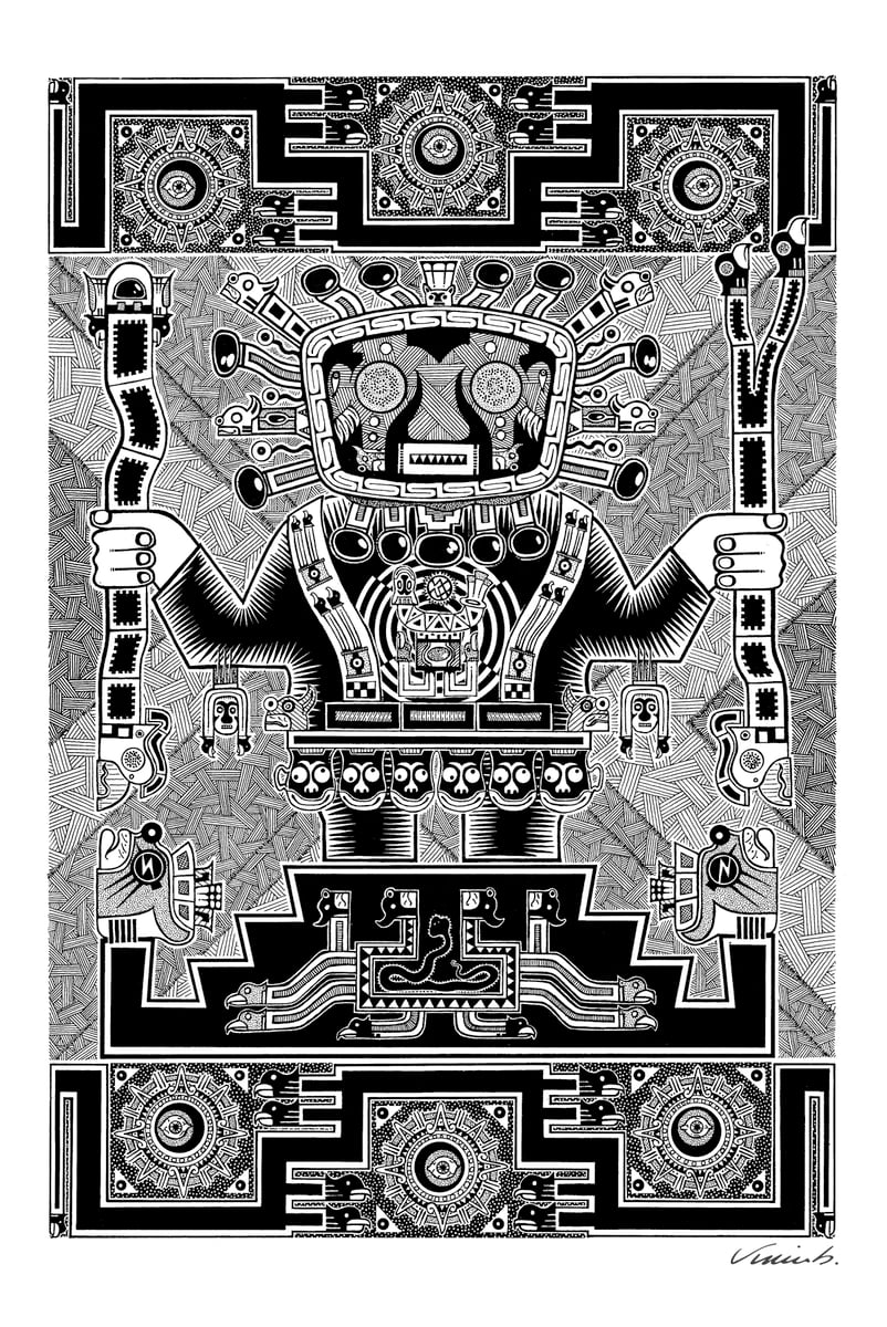AZTEC GOD poster print | Jim Blanchard Art