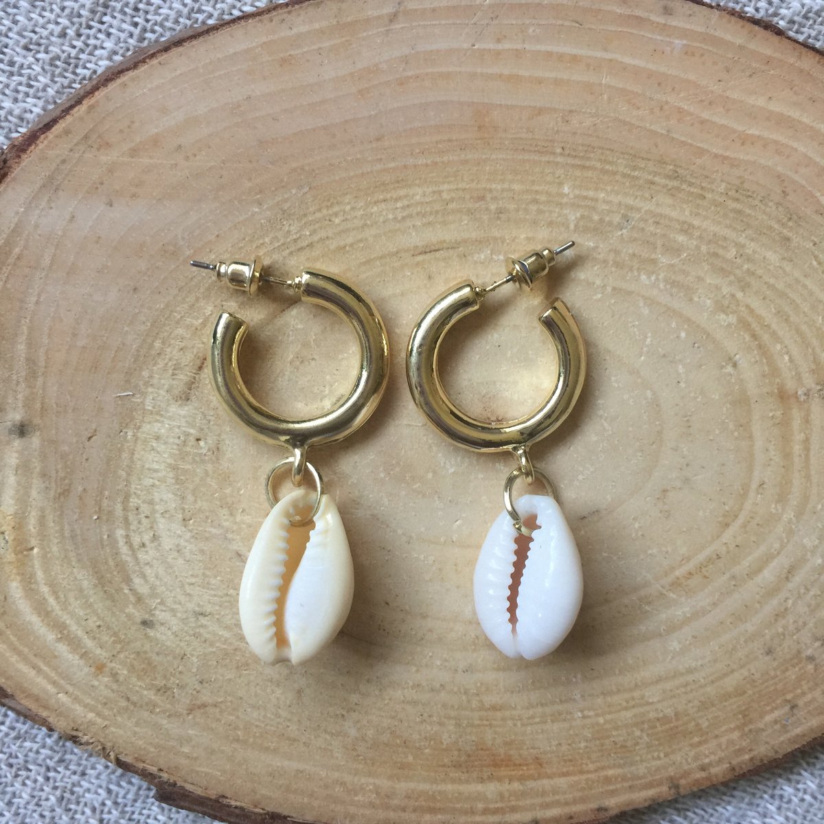 Hoop Earring with Cowrie shell | Synergy Designs