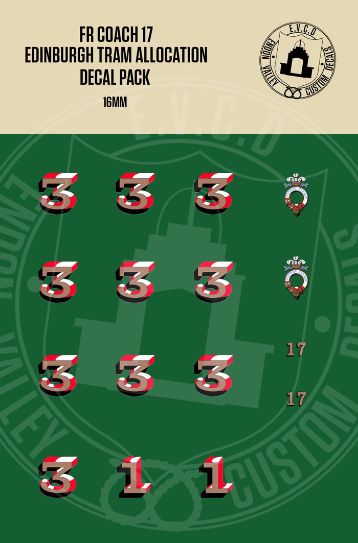 FR Coach Edinburgh Tram Allocation Decal Packs | Endon Valley Custom Decals