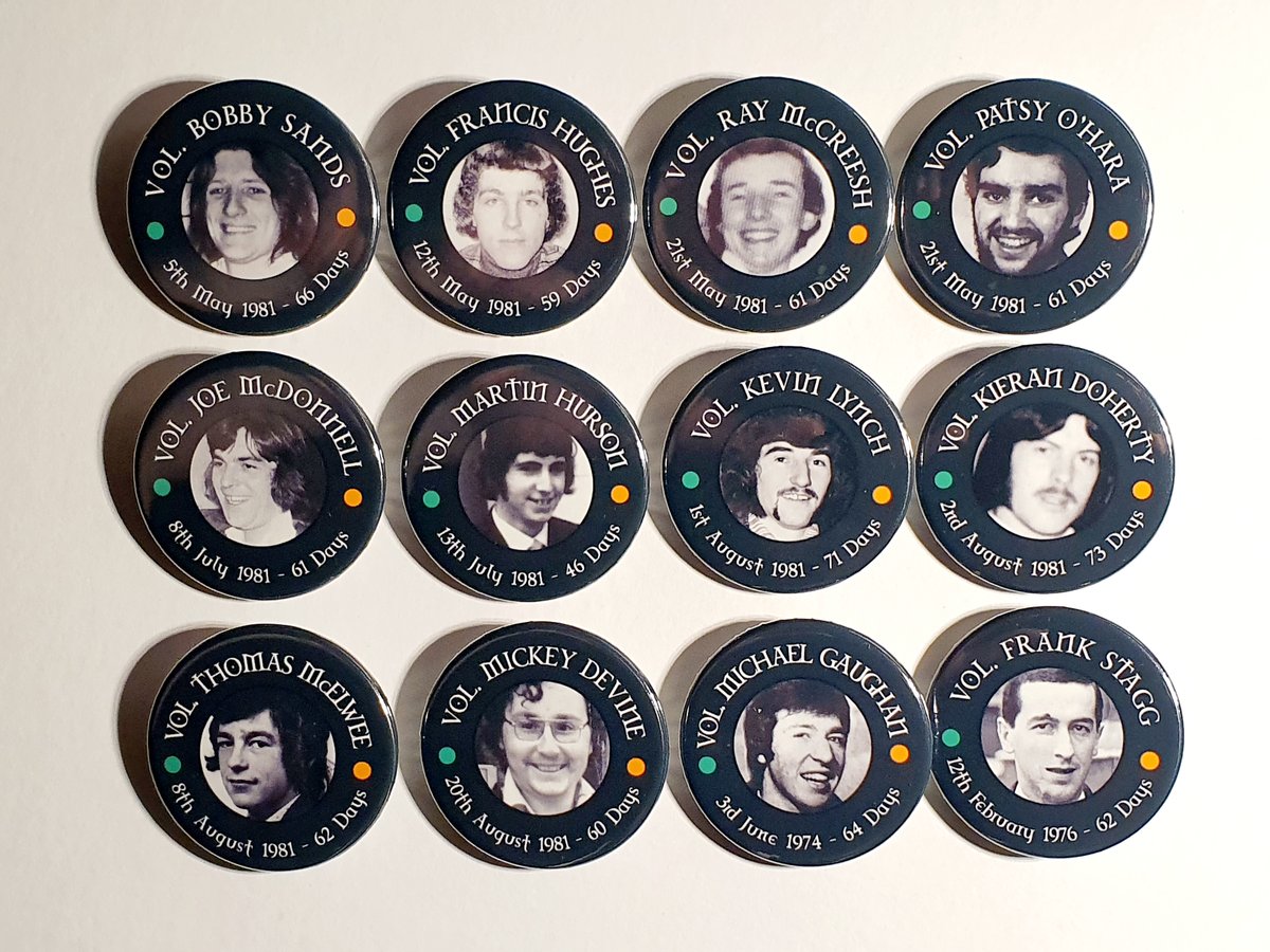 12 Black Retro Hunger Strikers button badge set. | Proclamation Prints
