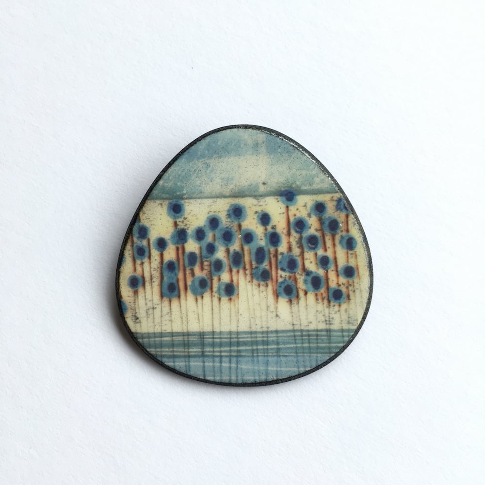 Colourful Nature Inspired Handmade Porcelain Brooch, Blue Stems ...