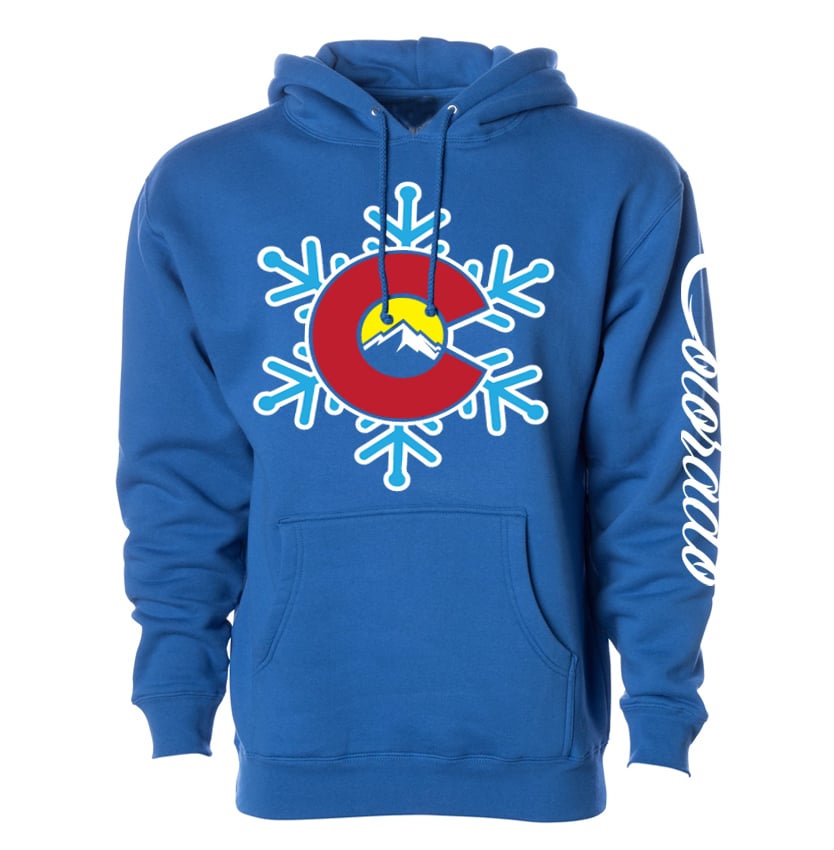 COLORADO SNOWFLAKE LOGO ROYAL BLUE PULL OVER HOODIE | Edifice Clothing
