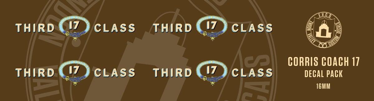 CORRIS COACH DECAL PACKS 16mm / Endon Valley Custom Decals