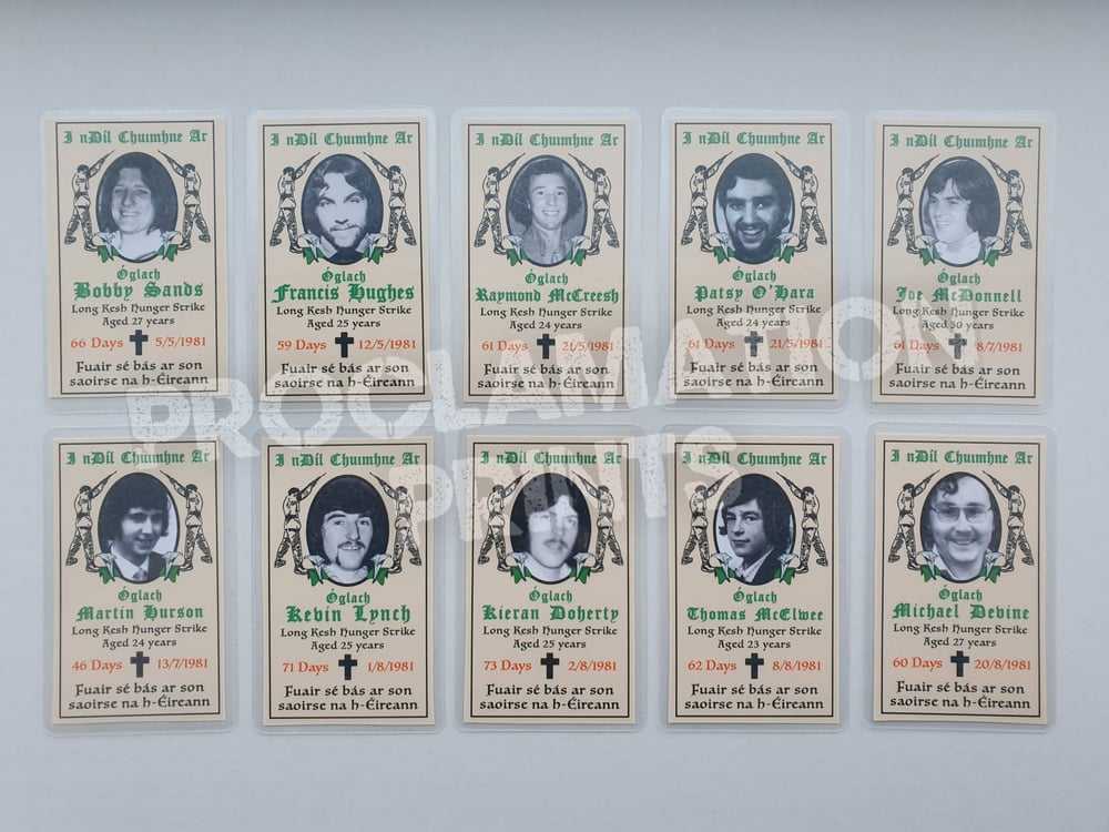 Framed 1981 Hunger Strike Memorial Cards. | Proclamation Prints