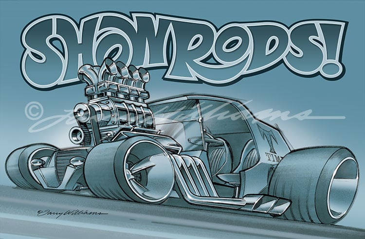 "Show Rods" Print: 18 x 12" / Williams Graphics / Larry Williams Design