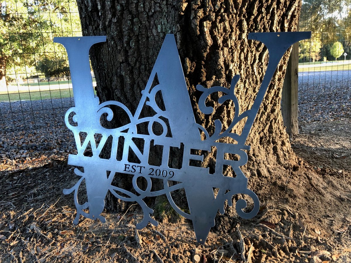 Monogram Split Letter Custom Sign - Customizable | Winter Fab Online