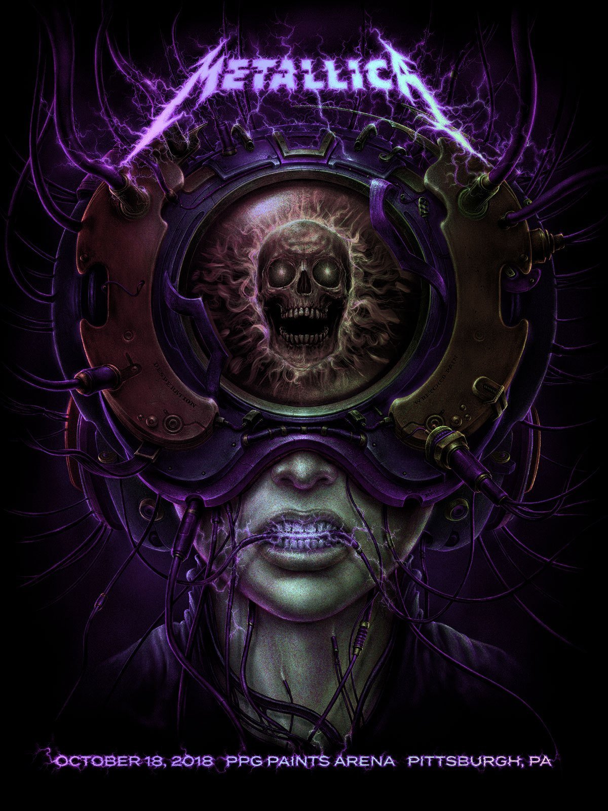 Metallica October 18, 2018 “Hard Wired to Self Destruct” gig poster | N.C. Winters