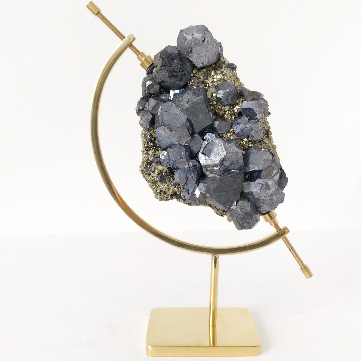 Galena and Pyrite no.16 + Brass Arc Stand | Vintau