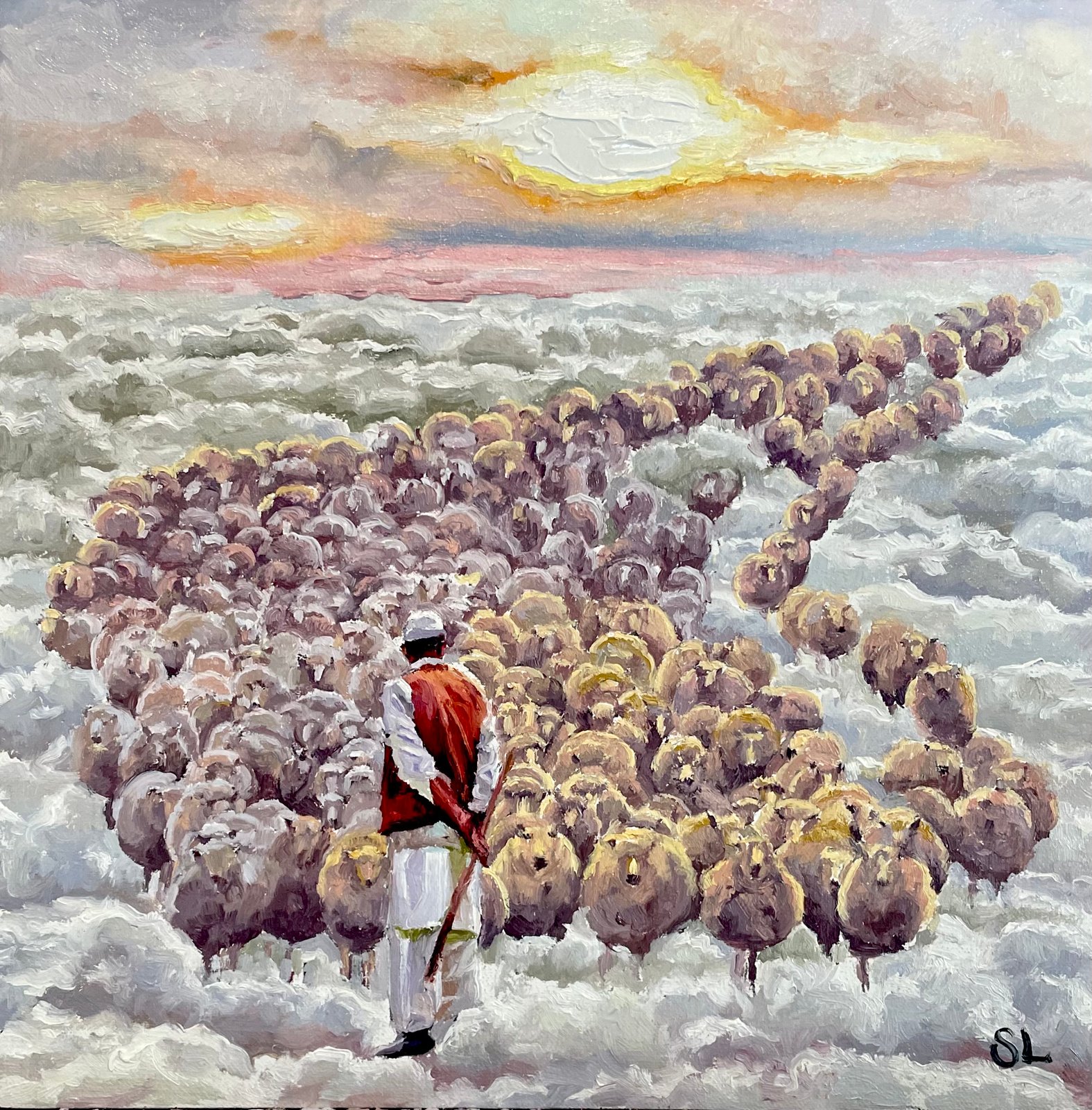 The Flock original oil painting | Safia Latif