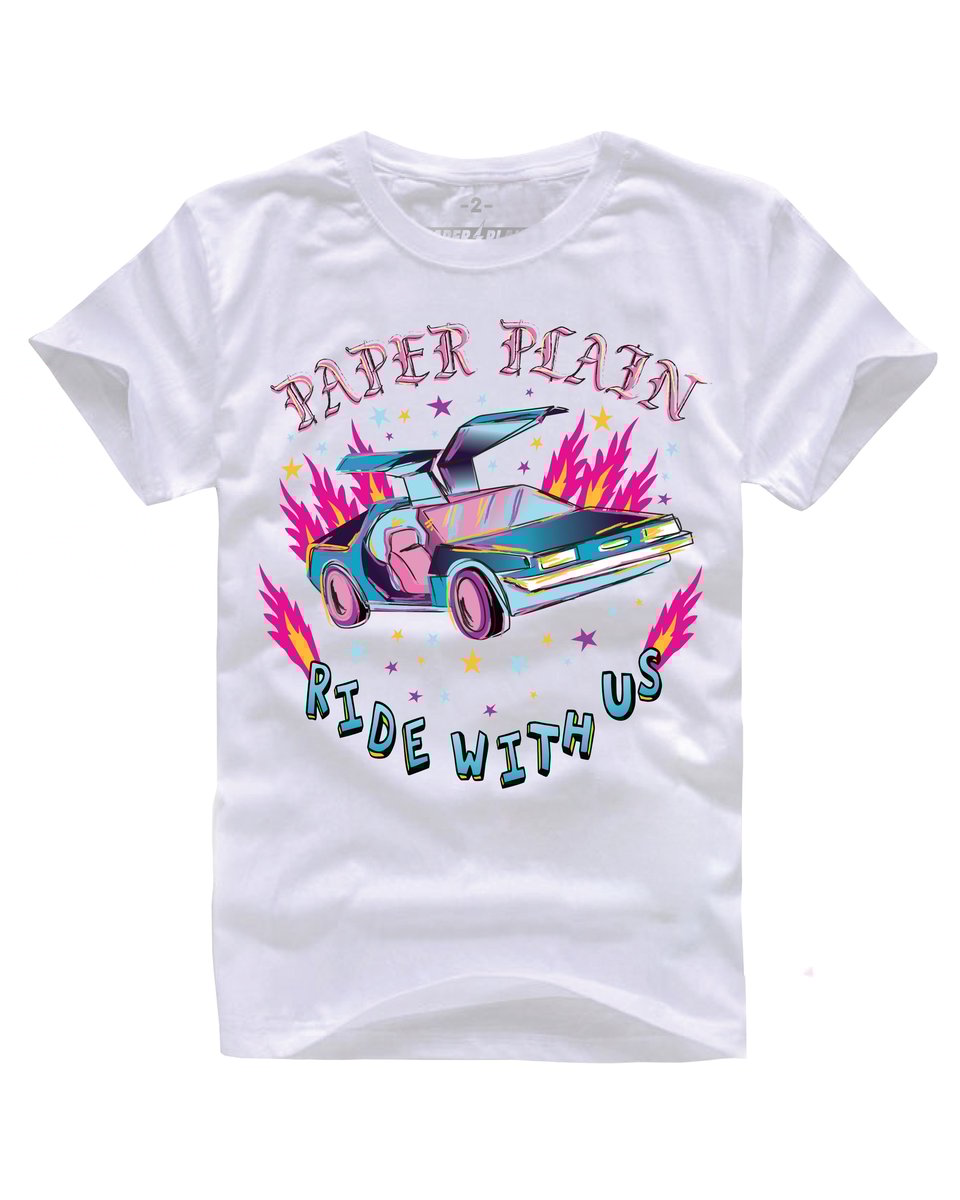 RIDE WITH US CAR TEE WHITE | Paper Plain