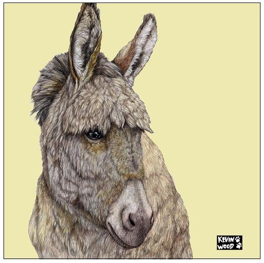 Kevin Wood Designs. — Donkey ceramic coaster.