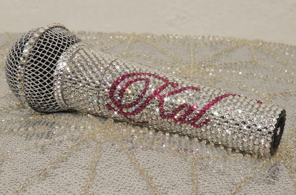 Custom clear diamond Swarovski® crystal bedazzled microphone | Crystalskins
