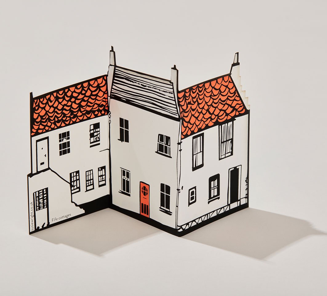 Fife cottages fold out card | Susie Wright