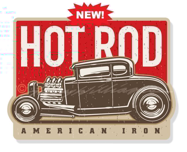 "Hot Rod-American Iron" Sticker / Williams Graphics / Larry Williams Design