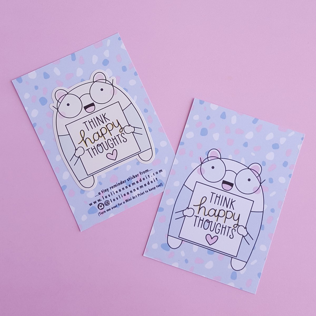 Think Happy Thoughts : Illustrated Die Cut Vinyl Sticker (& FREE Mini ...