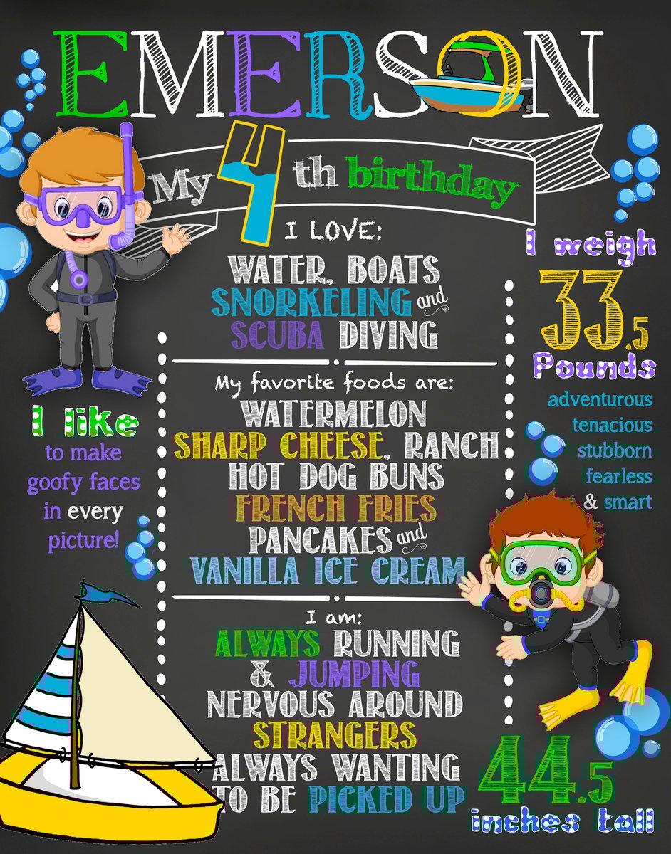 Snorkel & Scuba Birthday Board | Paper Fox Prints