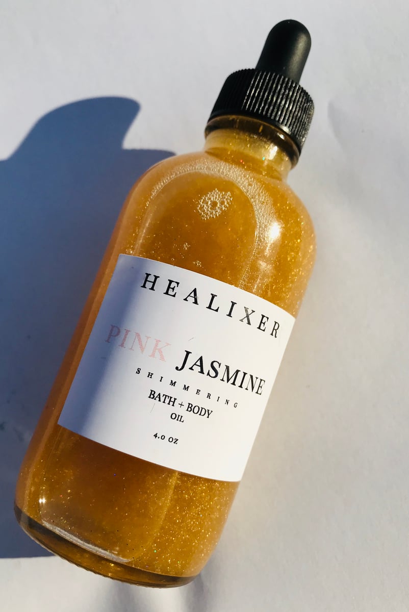 Pink Jasmine Shimmering Bath + Body oil 4oz / www.healixerproducts.com
