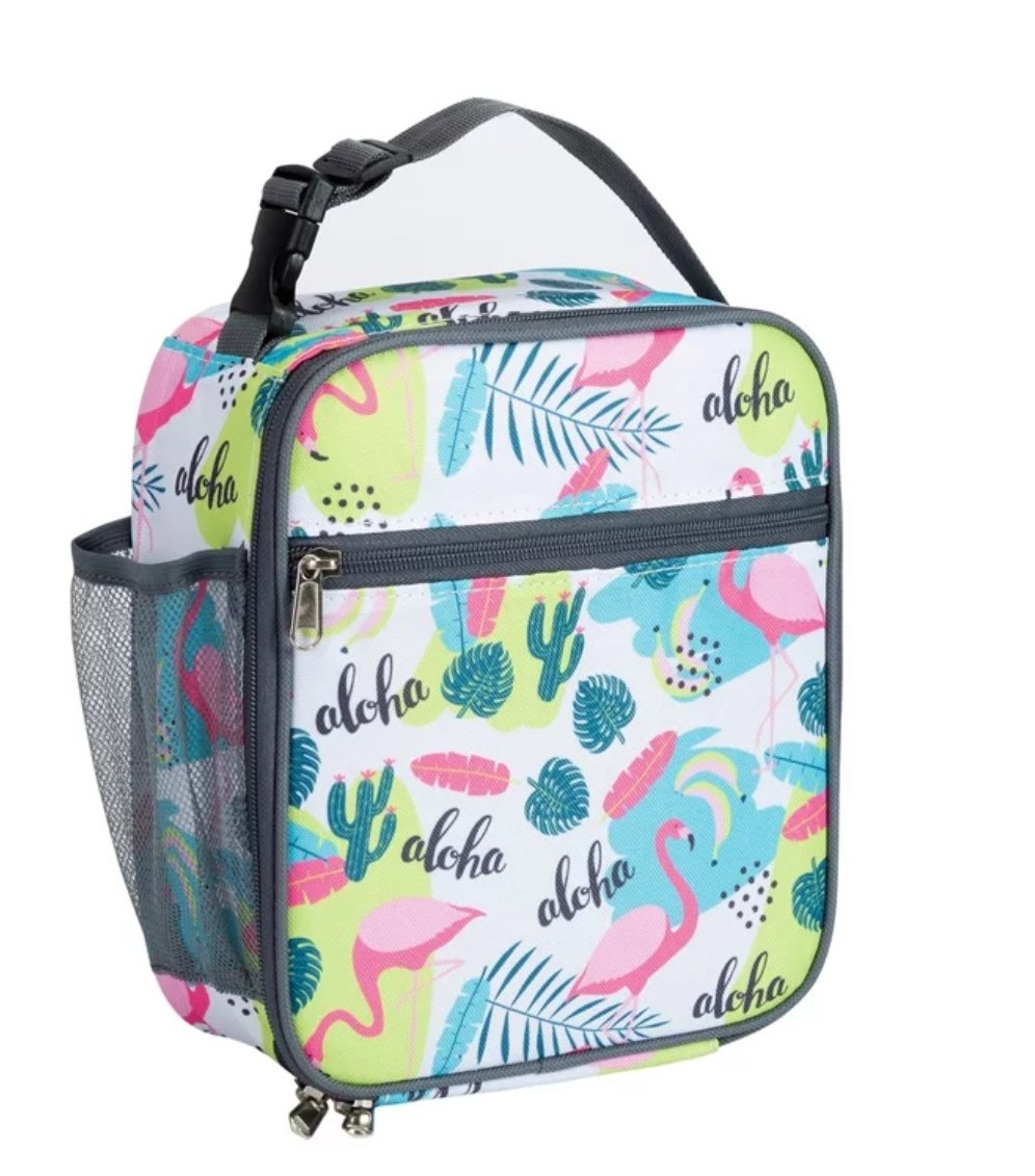 LARGE Insulated Lunch Bag - Aloha flamingoes | Apples and Bananas