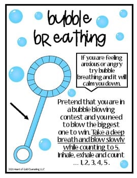 Bubble Breathing Worksheet | Heart of Gold Shop