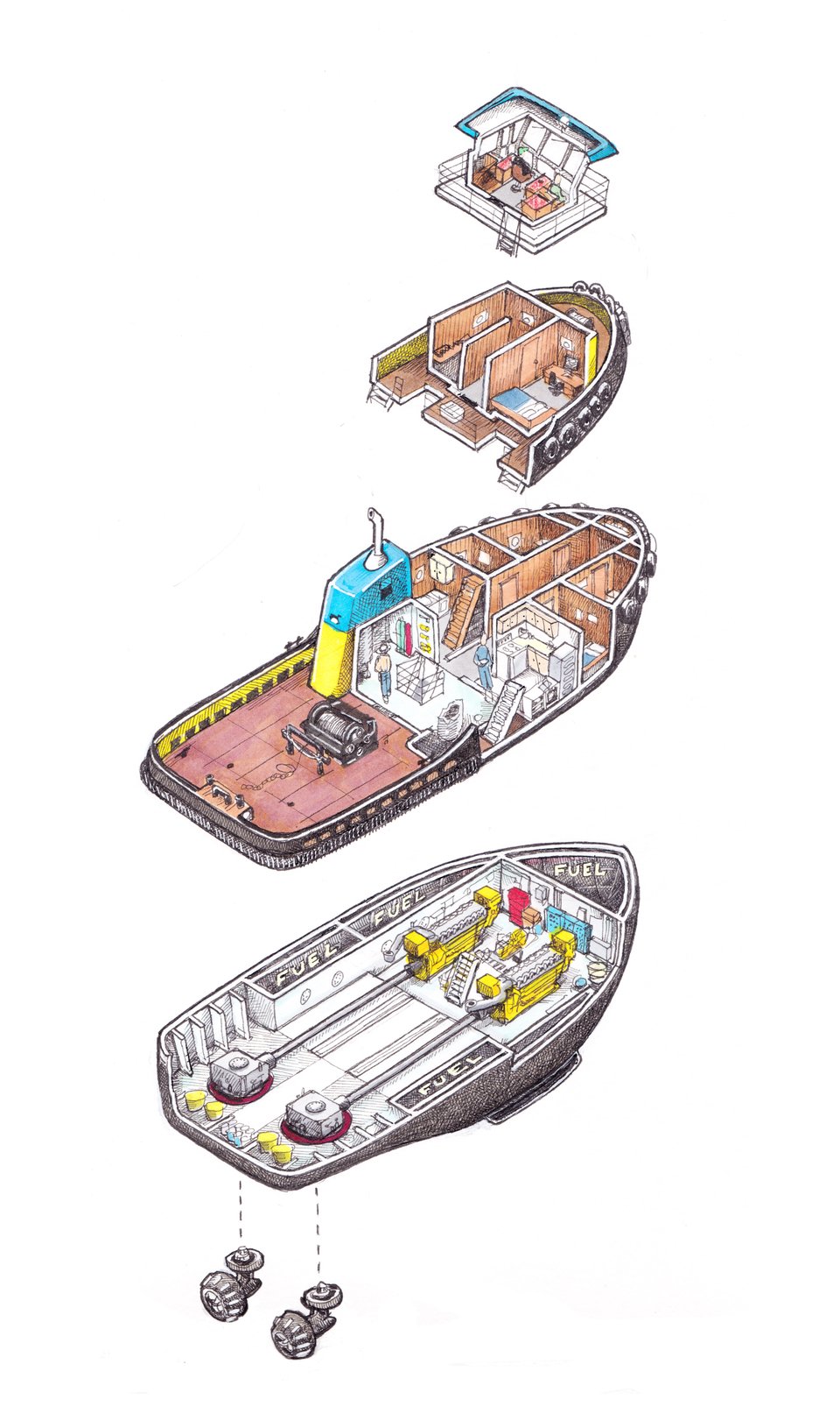 Bay Boat Exploded View | The Scow