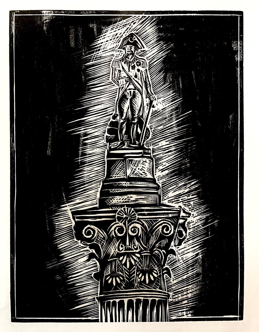 Nelson’s Column, London (Woodcut Print) | Chai Monster Productions