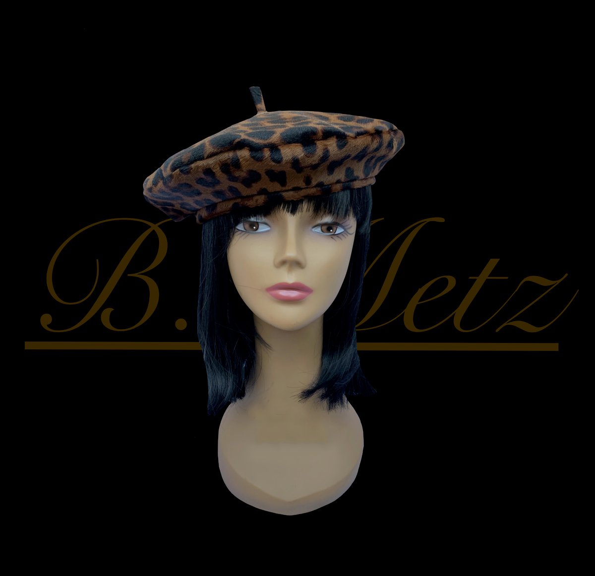 Leopard Leather Beret Hat | BMetz Designs