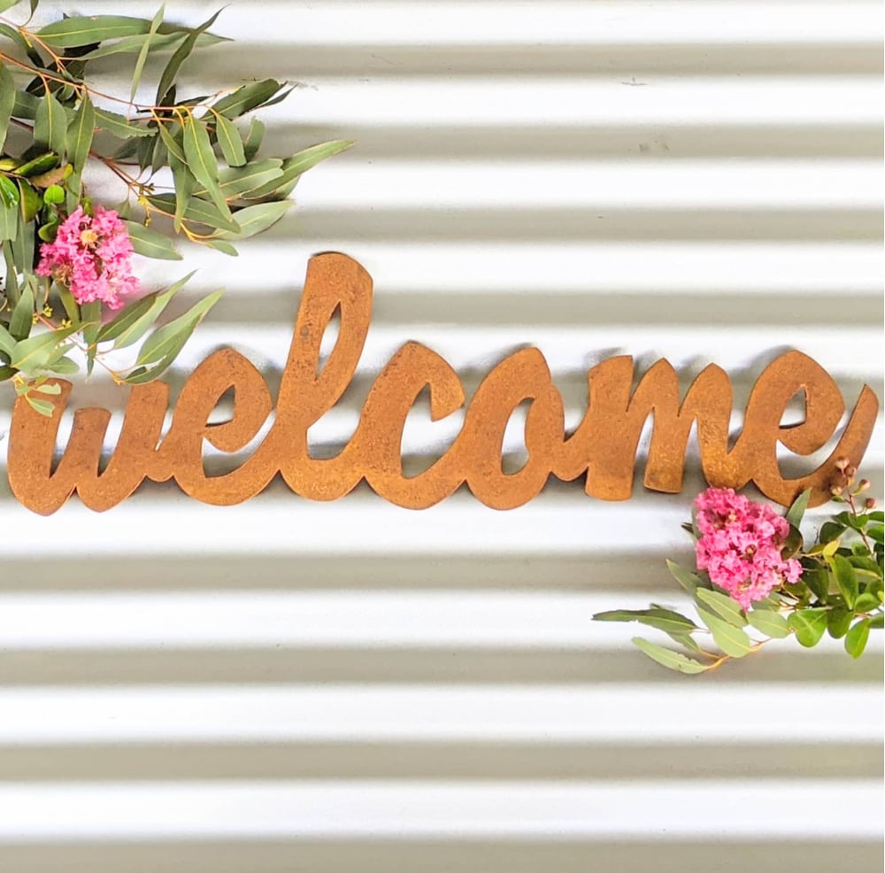 Welcome Windmill Sign | Weathered Garden Art