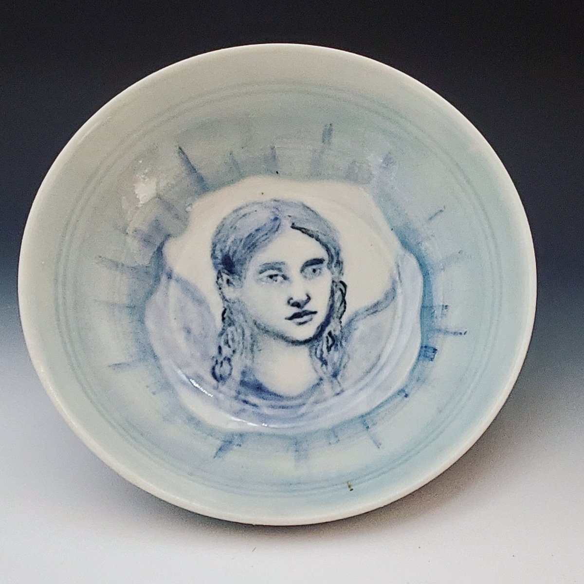 Angel Portrait Drawing Porcelain Bowl | Janis Cutler Gear