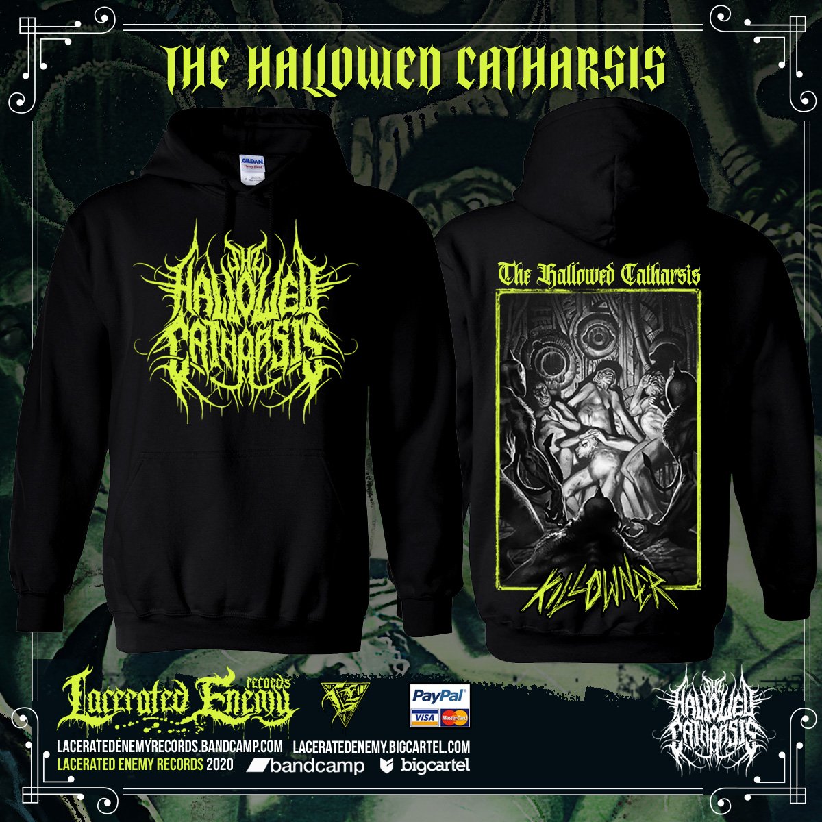 THE HALLOWED CATHARSIS - Killowner NEON YELLOW - Hoodie | LACERATED ...