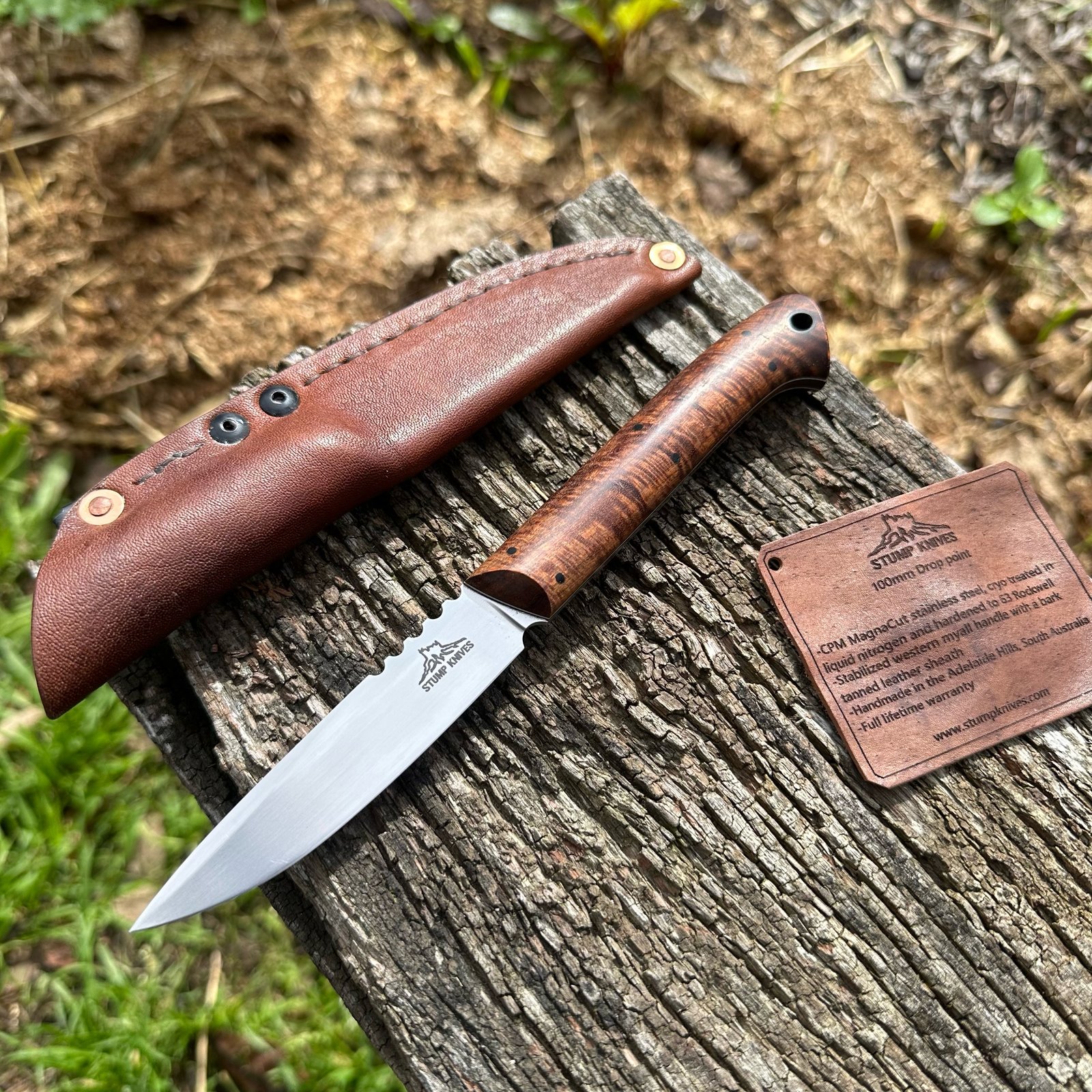 100mm Half Tang Drop Point Magnacut Myall | Stump Knives