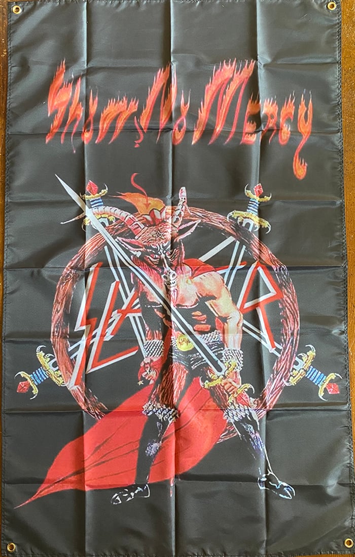 Slayer " Goat / Show No Mercy " Banner / Flag / Tapestry | Necroharmonic